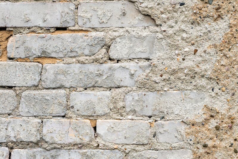 Damaged Plaster on a Brick Wall, White Paint Stock Photo - Image of ...