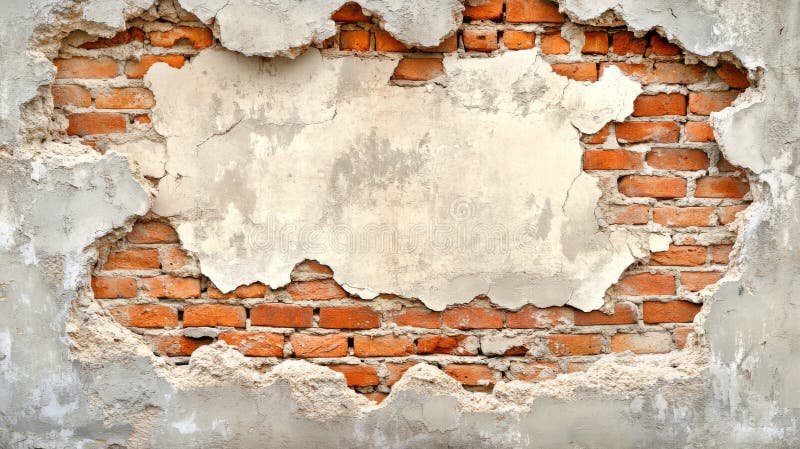 Damaged Plaster Reveals Aged Brick Wall Beneath Stock Illustration ...