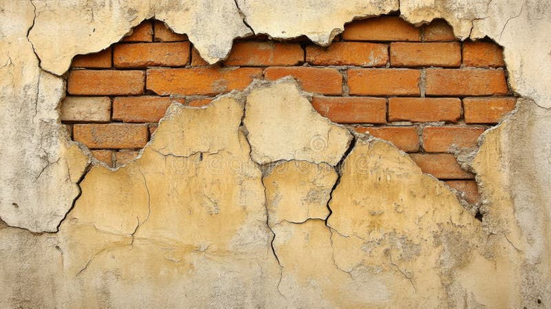 Damaged Plaster Reveals Underlying Brick Wall Stock Illustration ...