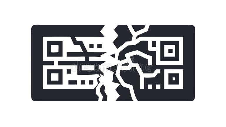 Damaged QR Code, Data Error & Security Breach Icon, Vector Design ...