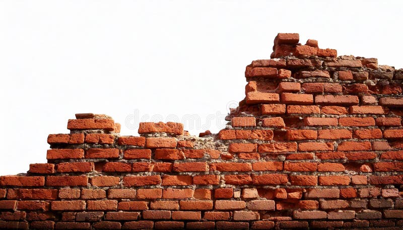 Damaged Red Brick Wall with Exposed Rough Edges and Gaps Stock ...
