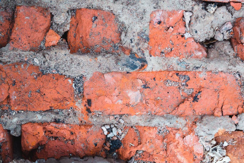 Damaged Red Brick Wall, Texture Stock Photo - Image of dirty, brick ...