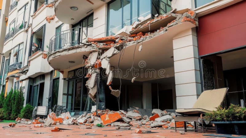 Earthquake Causing Severe Damage To Residential Building Structure ...