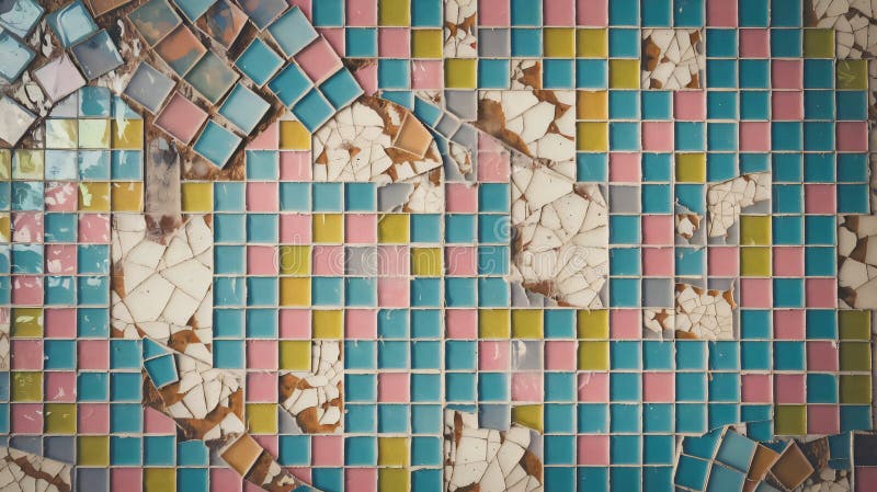 Damaged Retro Tile Pattern, Grunge Texture High Quality Image Stock ...
