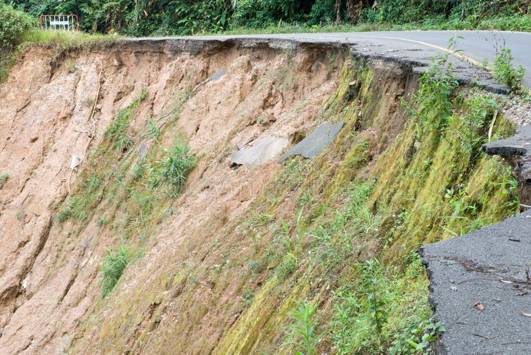 Damaged Road from Landslide on Mountain Stock Photo - Image of road ...