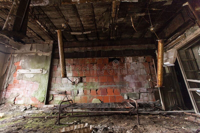 Damaged Room Inside an Old Building Stock Photo - Image of rusty, dirty ...