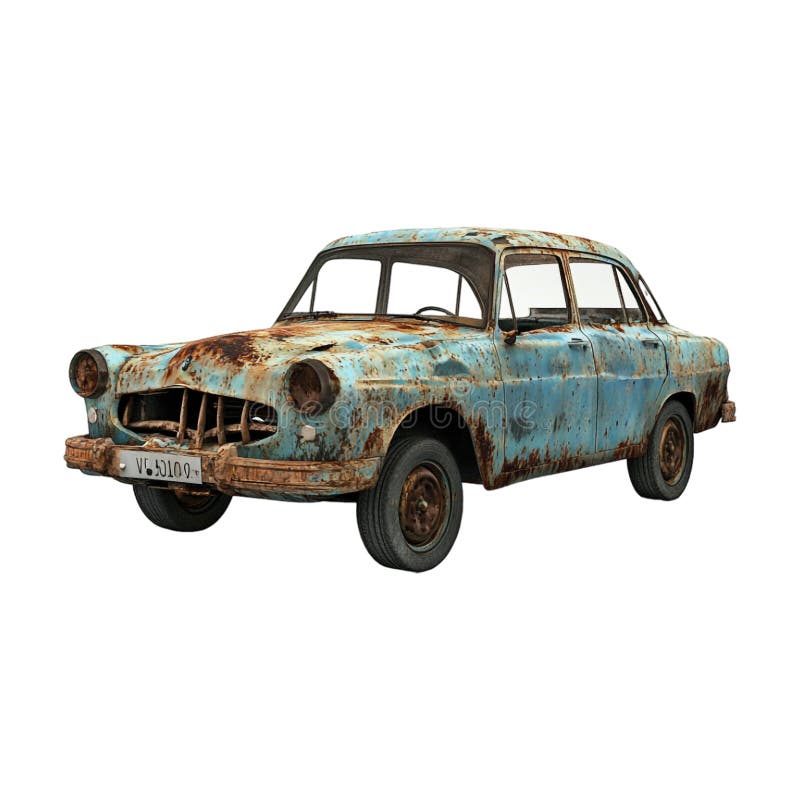 Damaged or Rusted Vintage Car on Transparent Background - Ai Generated ...