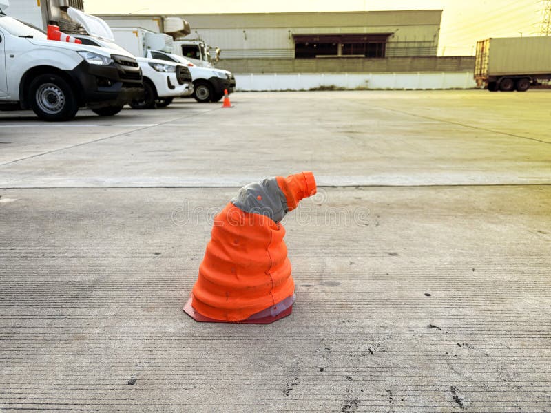 The Damaged Safety Cone Put on the Ground Stock Image - Image of life ...