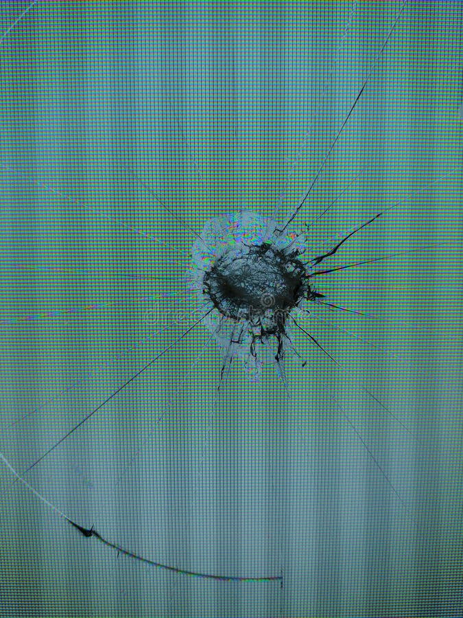 Damaged Screen, Large Pit with Long Cracks Stock Photo - Image of ...