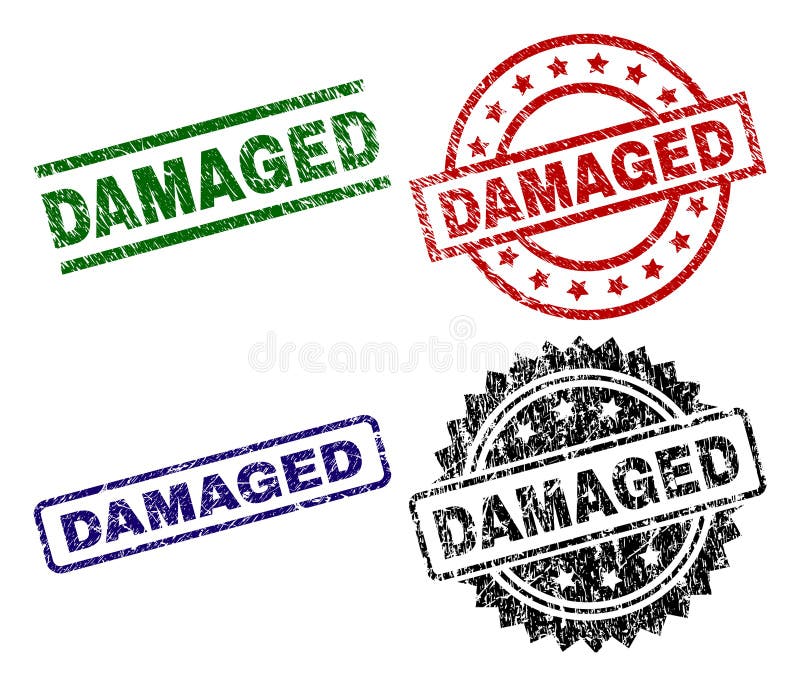 Damaged Textured DAMAGED Stamp Seals Stock Vector - Illustration of ...