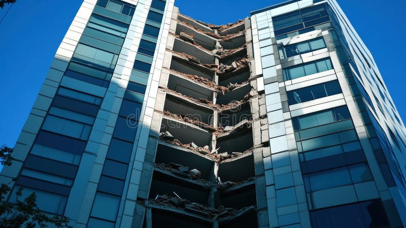 Earthquake Causing Severe Damage To Residential Building Structure ...