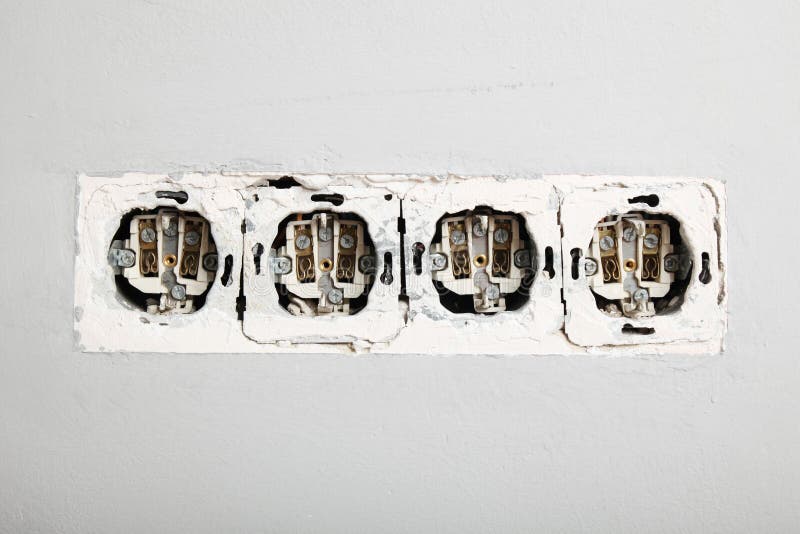 Damaged Socket in the Wall, Dangerous Electricity in the House Stock ...