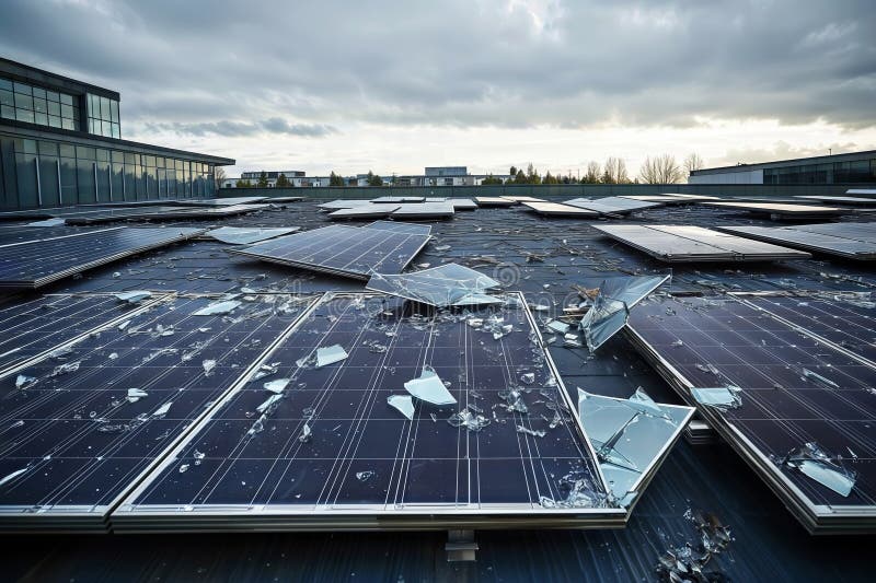 Post-Storm Damage: Broken Panels on Rooftops, Generative Ai Stock ...