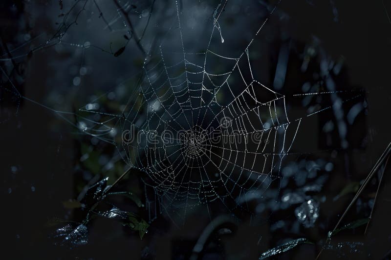 Close-up of Spider Web in Gloomy and Dark Environment. Stock ...