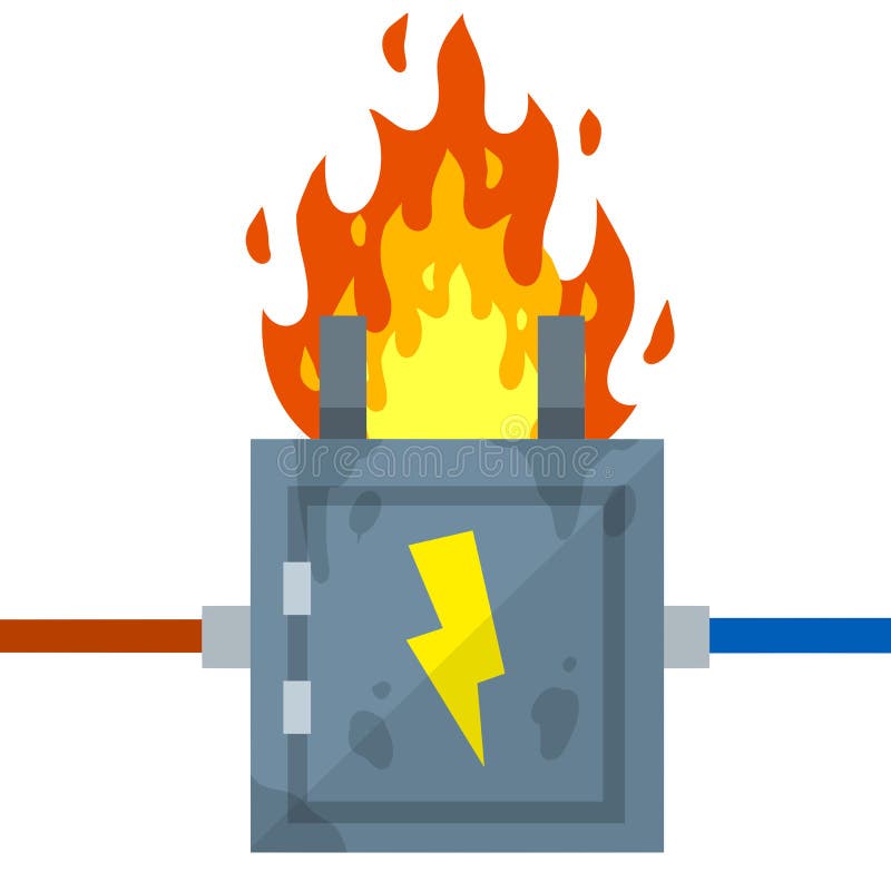 Damaged Switchboard. Cartoon Flat Illustration. Fuse and Electrical ...