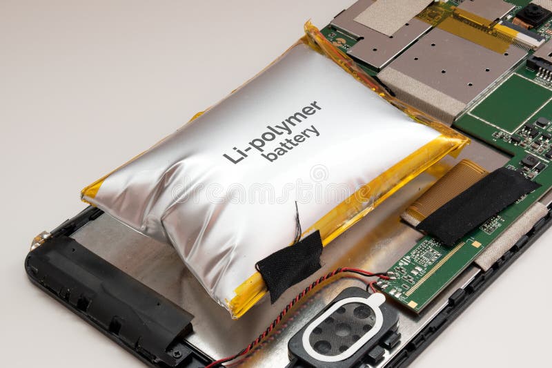 Damaged Swollen Li-polymer Battery in Tablet. Inflated Battery Stock ...
