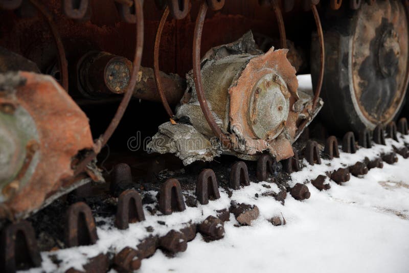 Damaged tank caterpillar stock photo. Image of destroy - 268491384