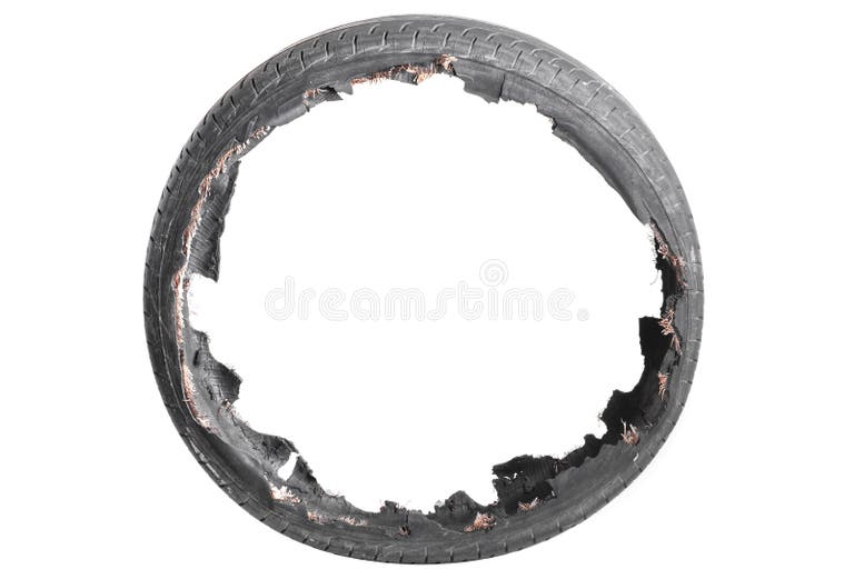 Damaged Tire after Tire Explosion Stock Photo - Image of burst, rubber ...