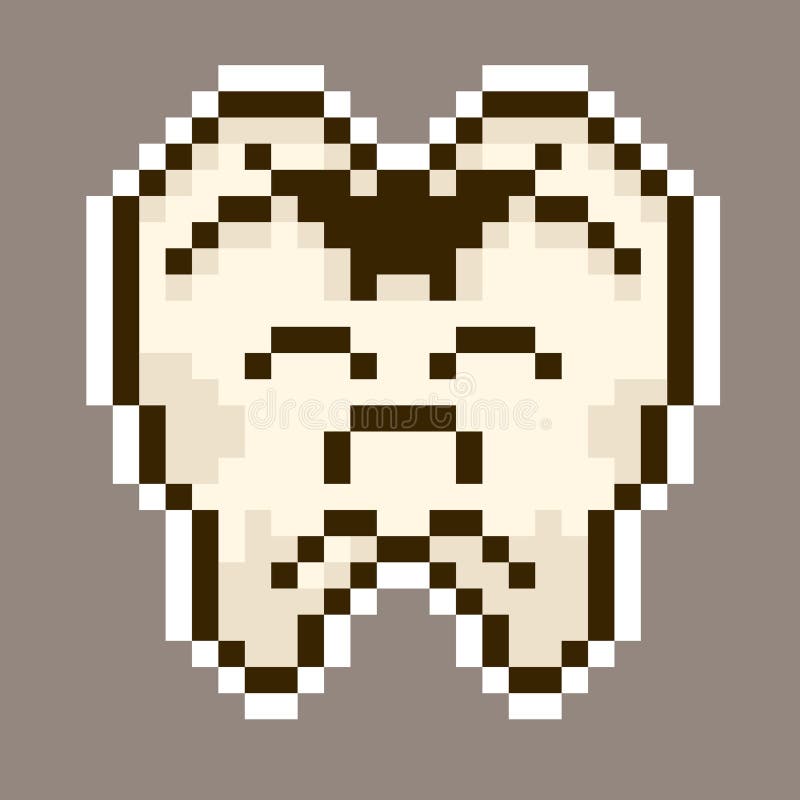 Damaged Tooth,sticker, Pixel Art,Caries,Hygiene, Vectorized Pixel Art ...