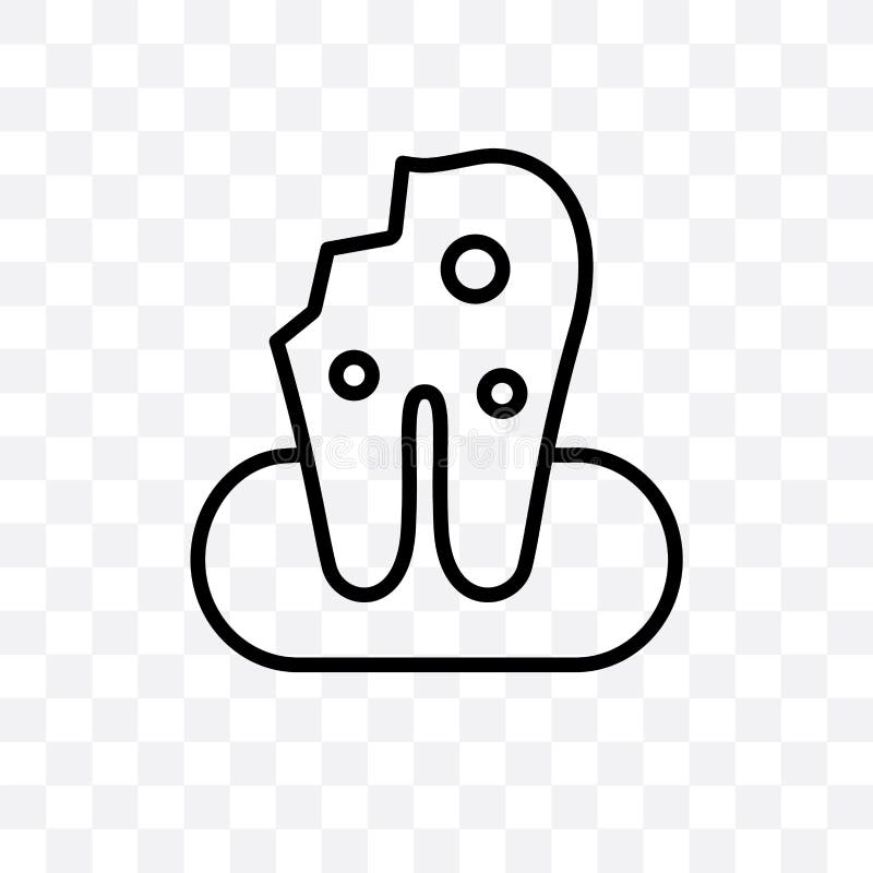 Damaged Tooth Vector Linear Icon Isolated on Transparent Background ...