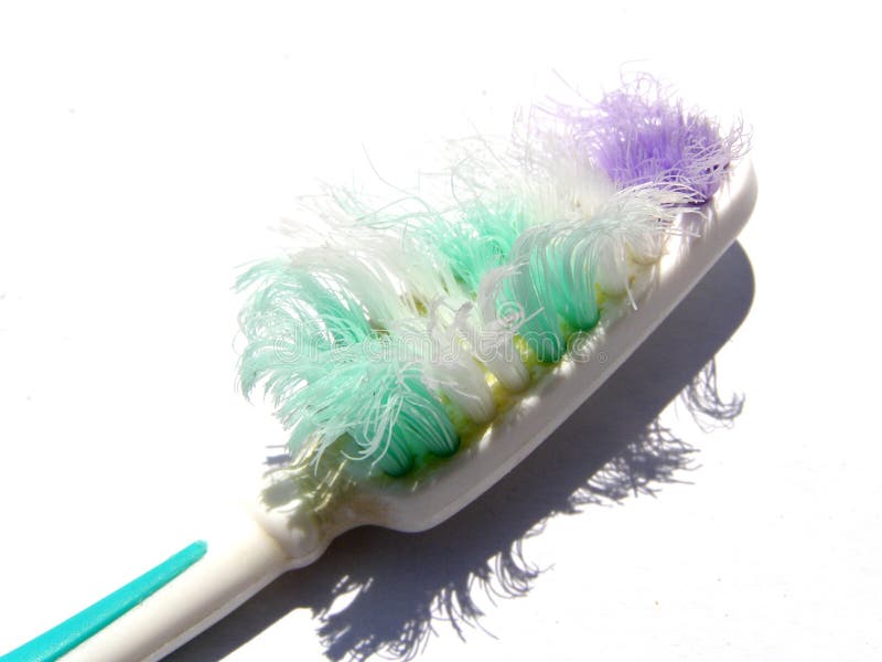 New Toothbrush And Old Toothbrush Damaged In Clear Glass For T Stock ...