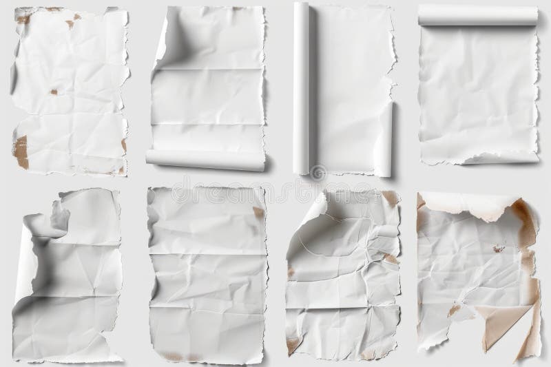 Damaged and Torn Paper Collection Stock Image - Image of design, used ...