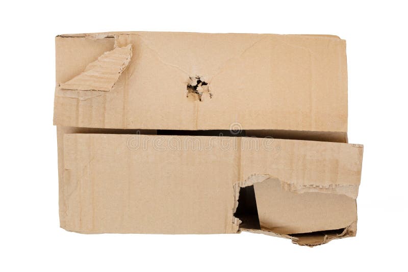 Damaged and Torn Shipping Box. Isolated on a White Background. Top View ...