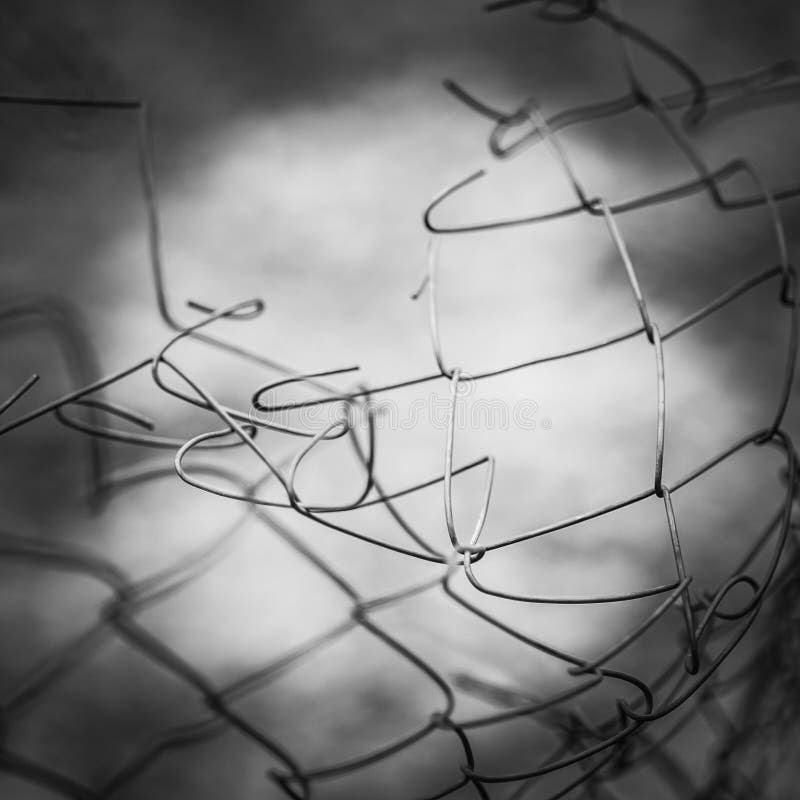 Damaged Torn Wire Fence Mesh Closeup, Art Selective Focus Stock Image ...