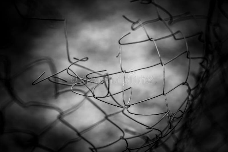 Damaged Torn Wire Fence Mesh, Macro Photo, Soft Art Selective Focus ...