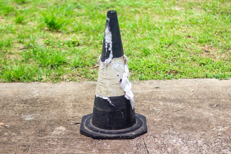 Damaged Traffic Cone on the Ground. Stock Image - Image of dangerous ...