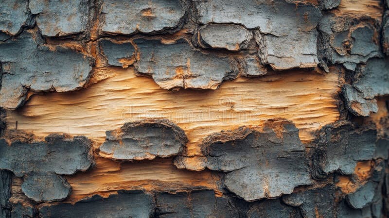 Damaged Tree Bark Reveals Inner Wood Texture Stock Illustration ...