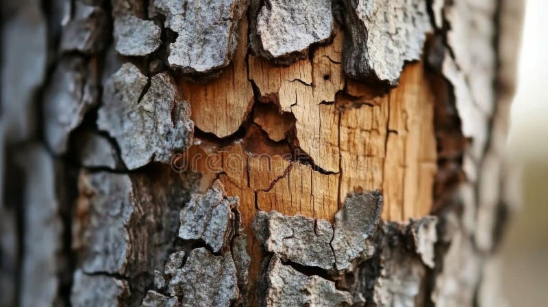 Damaged Tree Bark Reveals Inner Wood Texture Stock Illustration ...