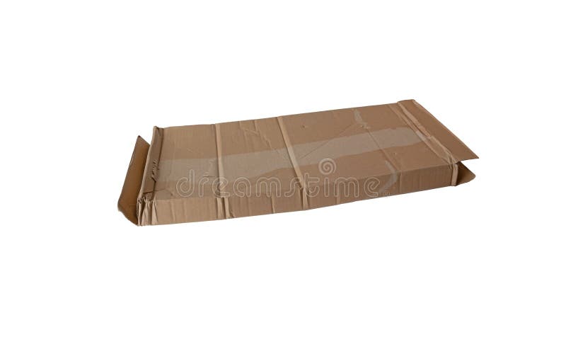 Damaged Used Brown Flat Cardboard Mailing Box Isolated on White ...