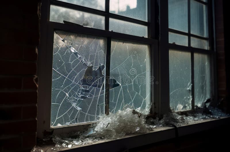 Damaged Vandalized Window Glass. Generate Ai Stock Image - Image of ...