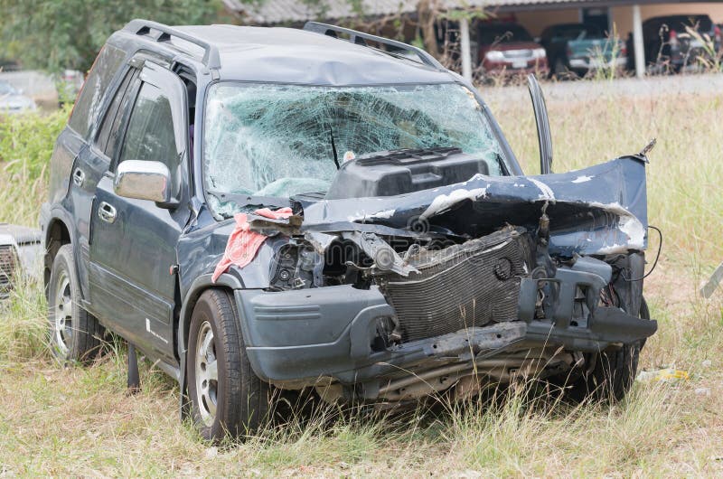 Damaged Vehicle after Car Accident Stock Image - Image of wreck, ruined ...