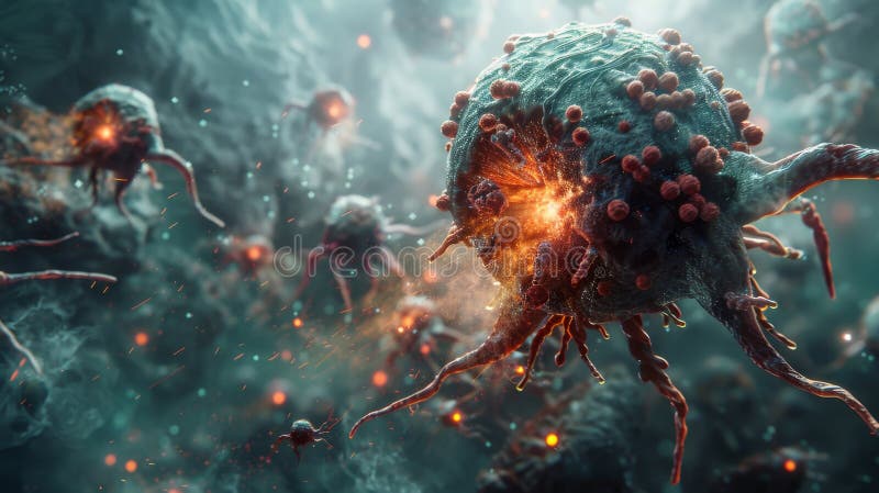 Damaged Virus Cell for Medical Visuals Illustrating Immune Response and ...