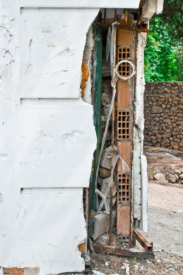 Damaged wall stock photo. Image of cement, exposure, demolition - 61305078