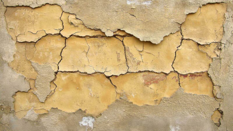 Damaged Wall Texture Showing Aged Yellow Plaster Stock Illustration ...