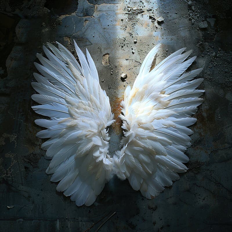 Damaged White Wings on the Ground. Generative Ai Stock Illustration ...