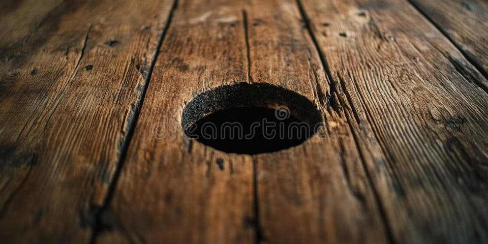 Damaged Wooden Table with Hole Stock Image - Image of defect, decor ...
