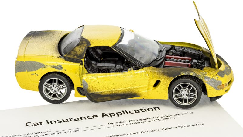 Damaged Yellow Car with a Form for Insurance Stock Photo - Image of ...