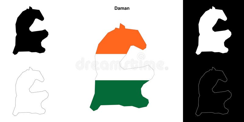 Daman outline map stock vector. Illustration of daman - 368826078