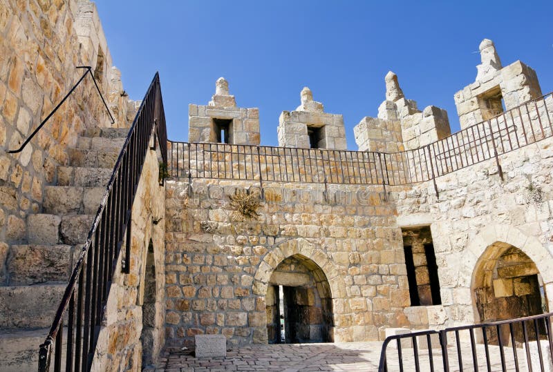 Damascus Gate in Jerusalem. Inside View Stock Image - Image of wall ...