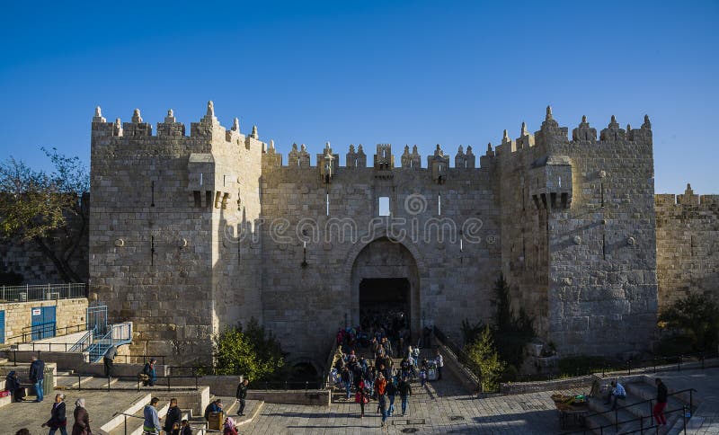 Damascus Gate of Old City Jerusalem Editorial Photo - Image of gates ...
