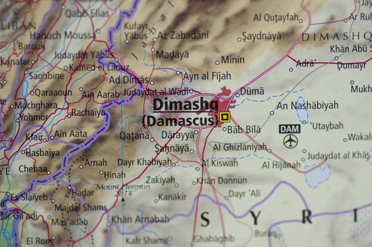 Damascus Map stock photo. Image of palestine, israel - 21200212