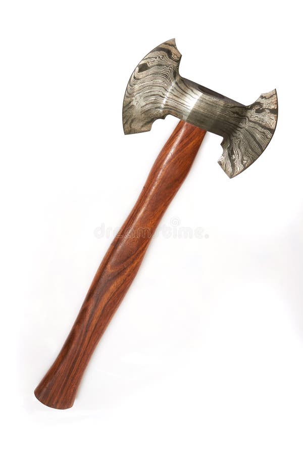 Damascus Throwing Axe Weapon Isolated on White Background Stock Photo ...