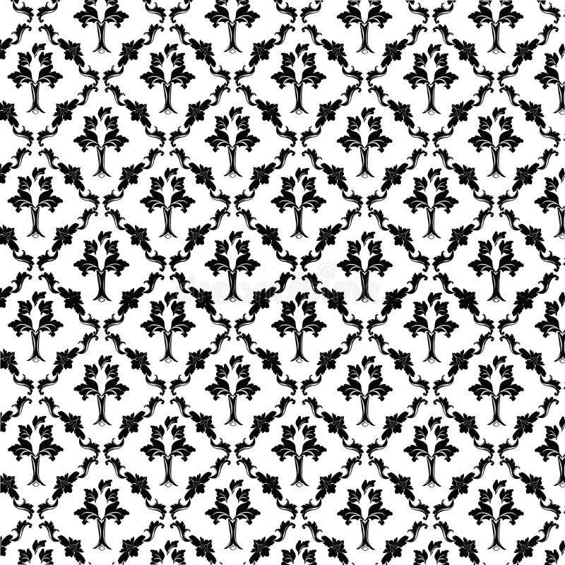 Seamless Gothic Damask Wallpaper Stock Vector - Illustration of ...