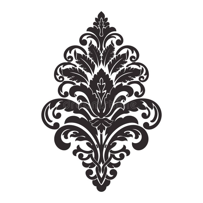 Damask Central Element Isolated. Vector Damask Illustration. Stock ...