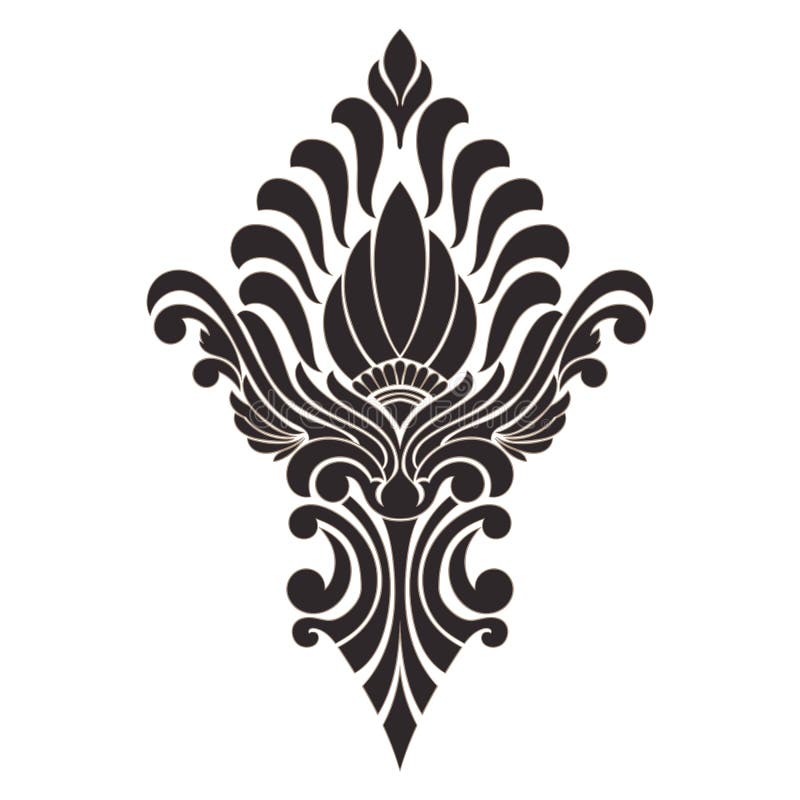 Damask Central Element Isolated. Vector Damask Illustration. Stock ...