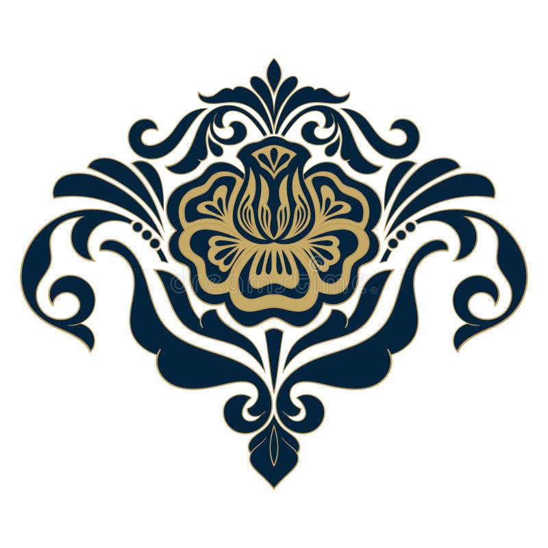 Damask Central Element Isolated. Vector Damask Illustration. Stock ...